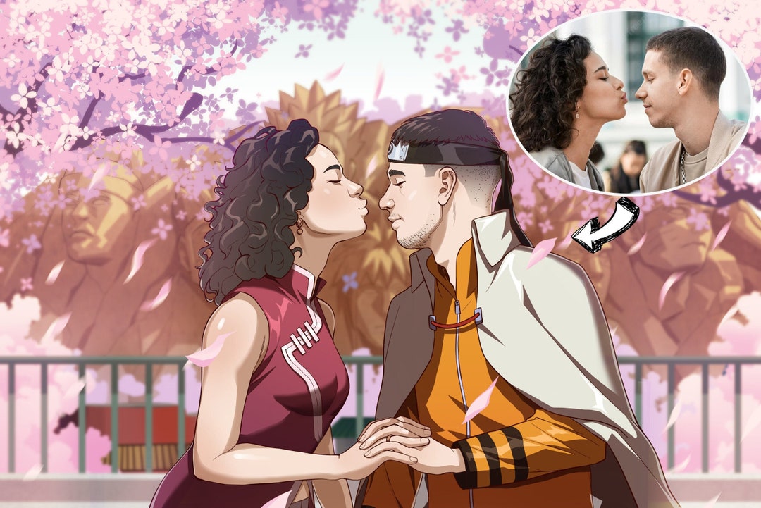 Custom Ninja Couple Portrait in Japanese Art Style - Personalized Anime ...