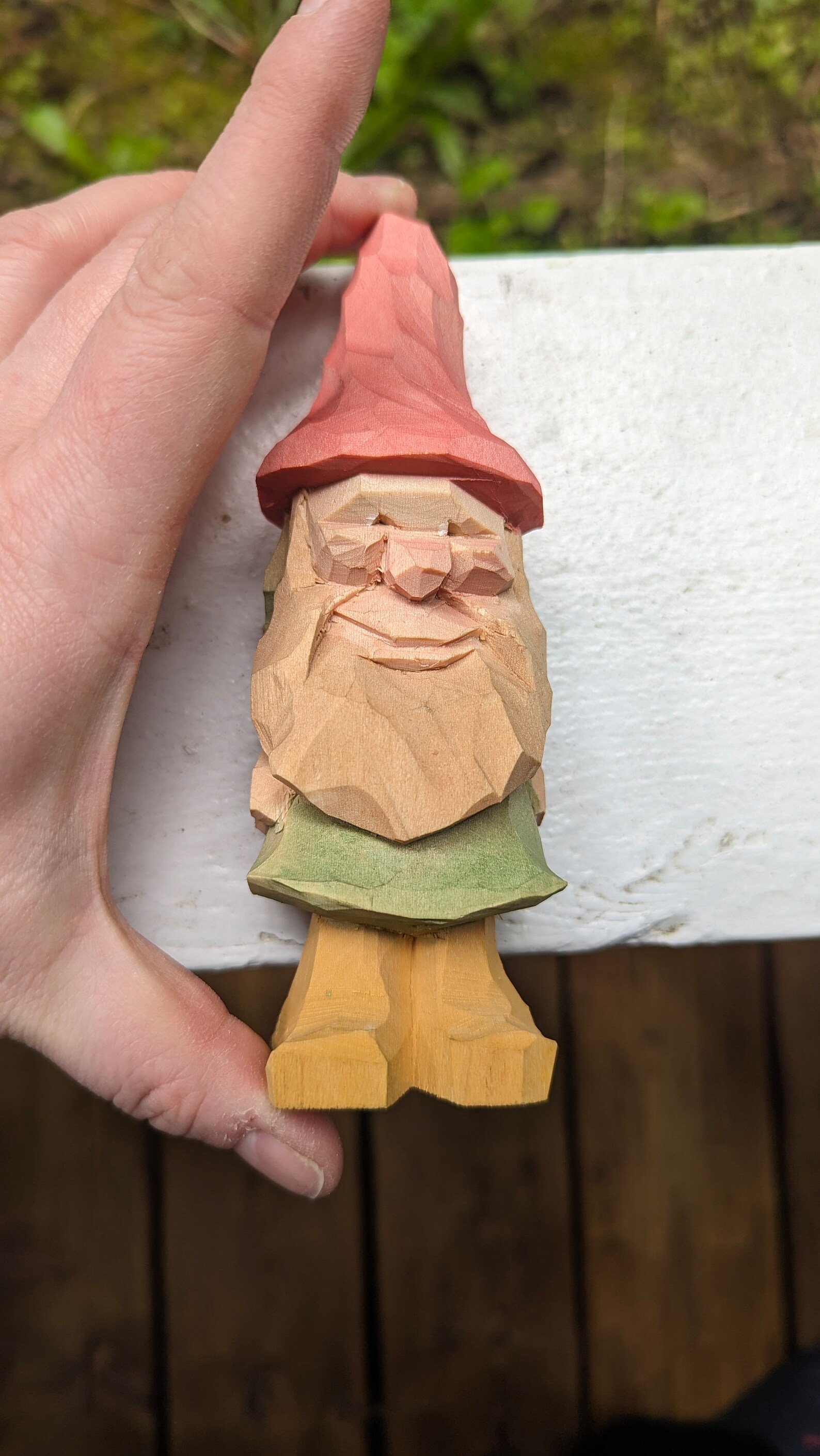 Hand Whittled Gnome With a Red Pointy Hat - Etsy