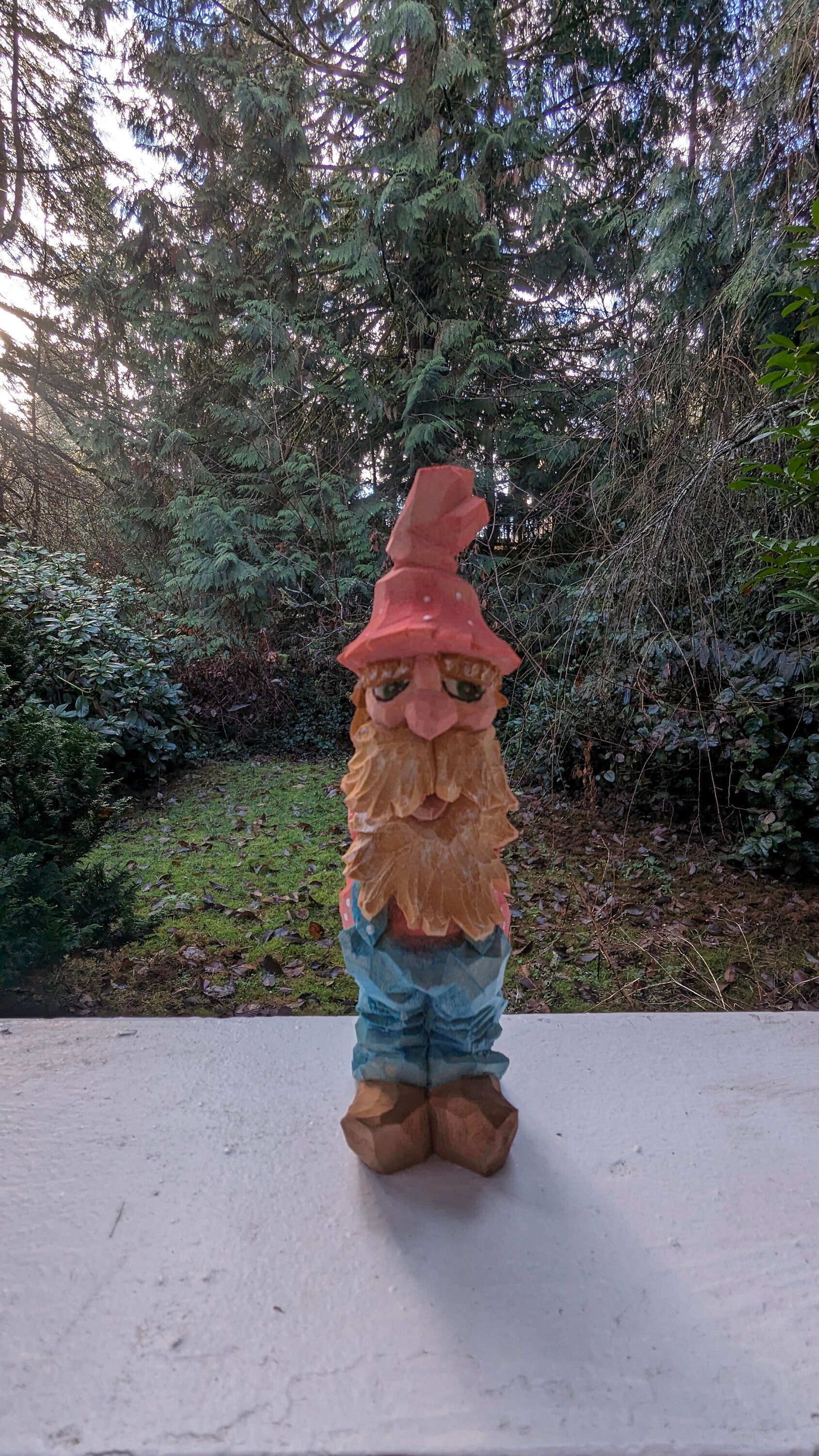 Hand Carved Tall Red Hat Gnome - Etsy