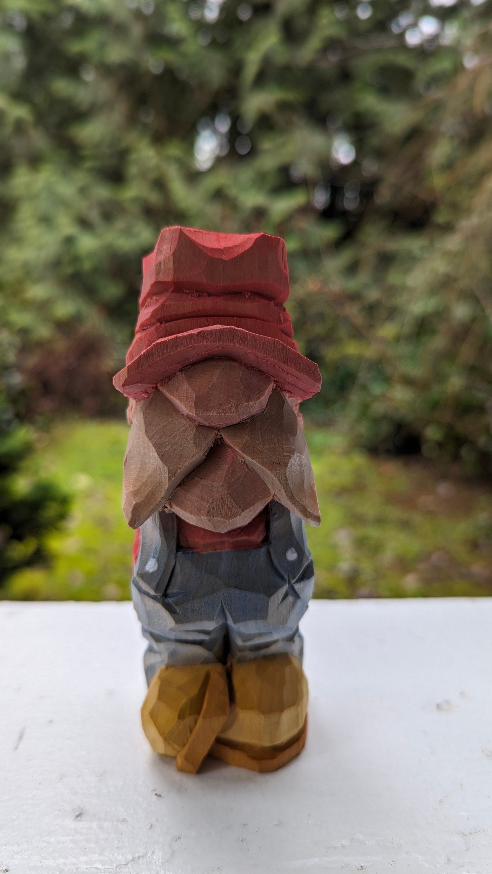 Hand Whittled Country Old Man Gnome With Red Hat - Etsy