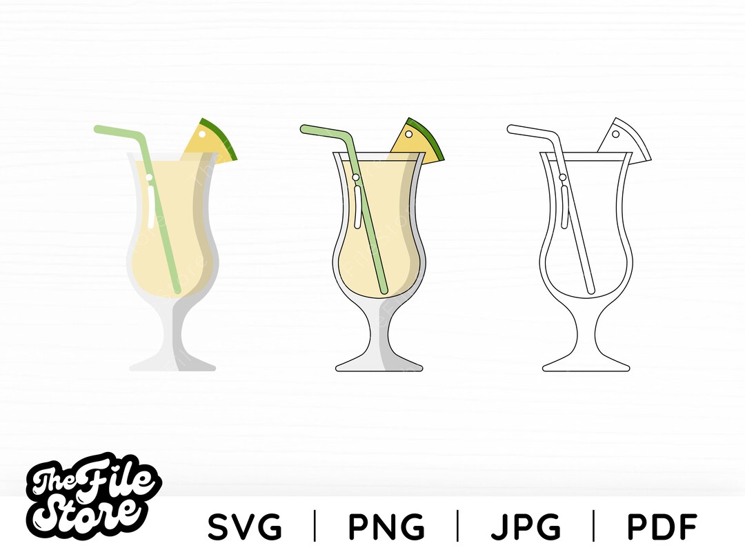 Summer Drink, Cocktail, Pina Colada, Svg, Png, Jpg, Svg Files for ...