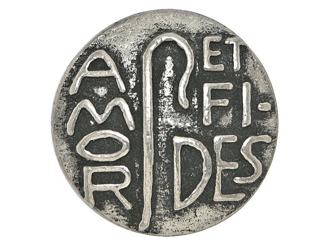 Set of 2 Amor Et Fidelis Love & Faith 13/16 Inch 21 Mm Pewter Button ...