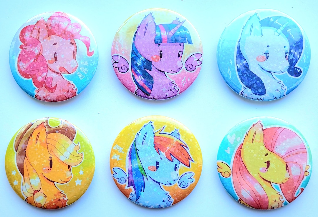 My Little Pony "mane 6" Holographic Pins - Etsy
