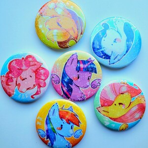 My Little Pony "mane 6" Holographic Pins - Etsy