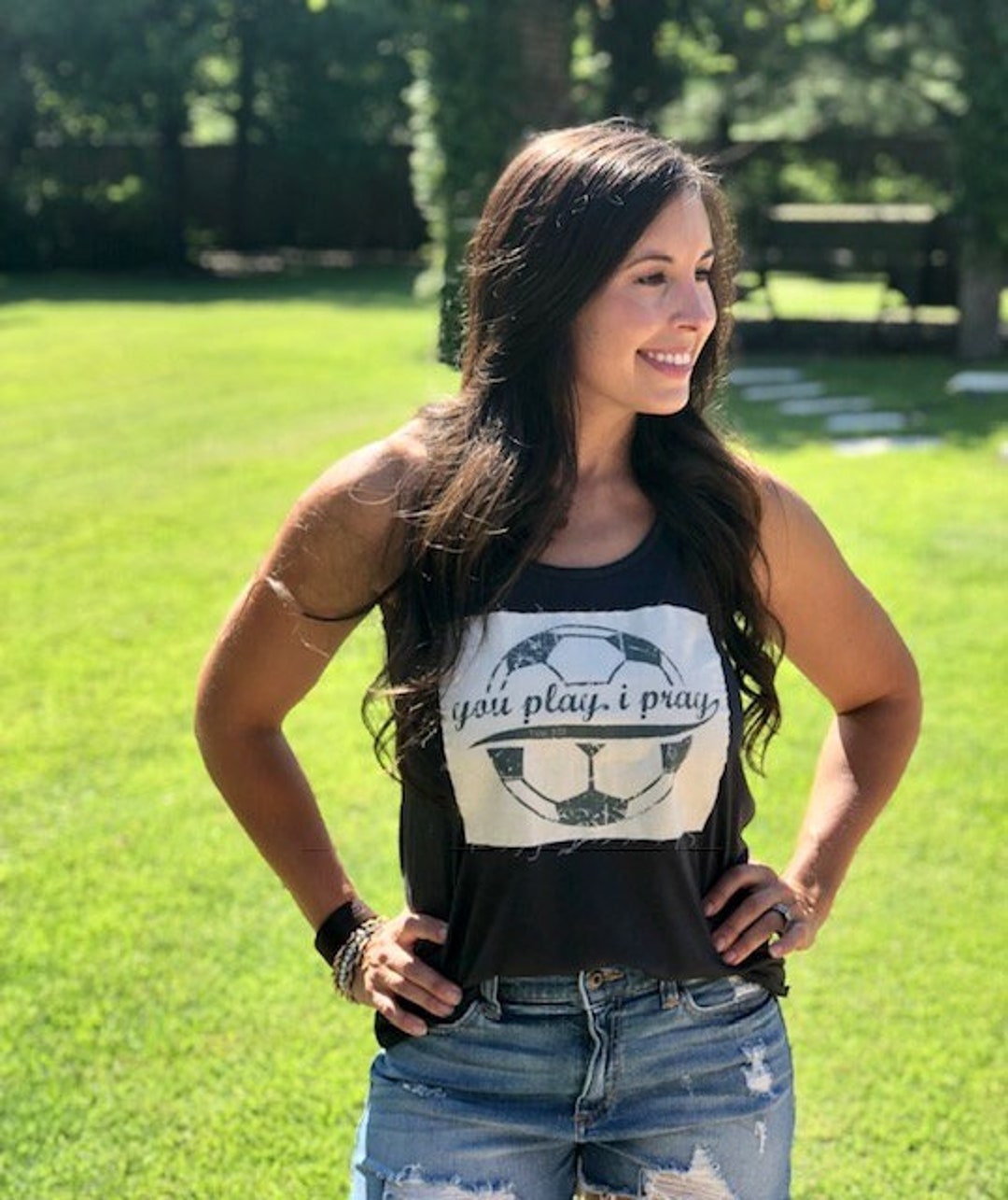You Play I Pray Soccer Patch Tank | Sports Mom | Christian Apparel ...