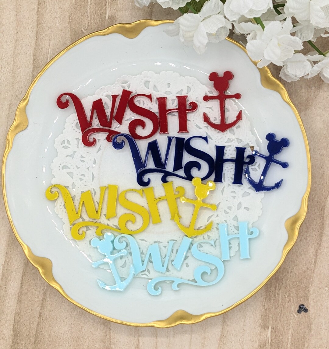 WISH of COLORS (4) Acrylic Word Embellishments/ for Scrapbooks / Cards ...