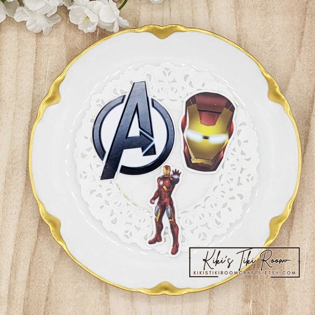 IRON MAN Set of 3 Resin Flatback Embellishments/ for Scrapbooks / Cards ...