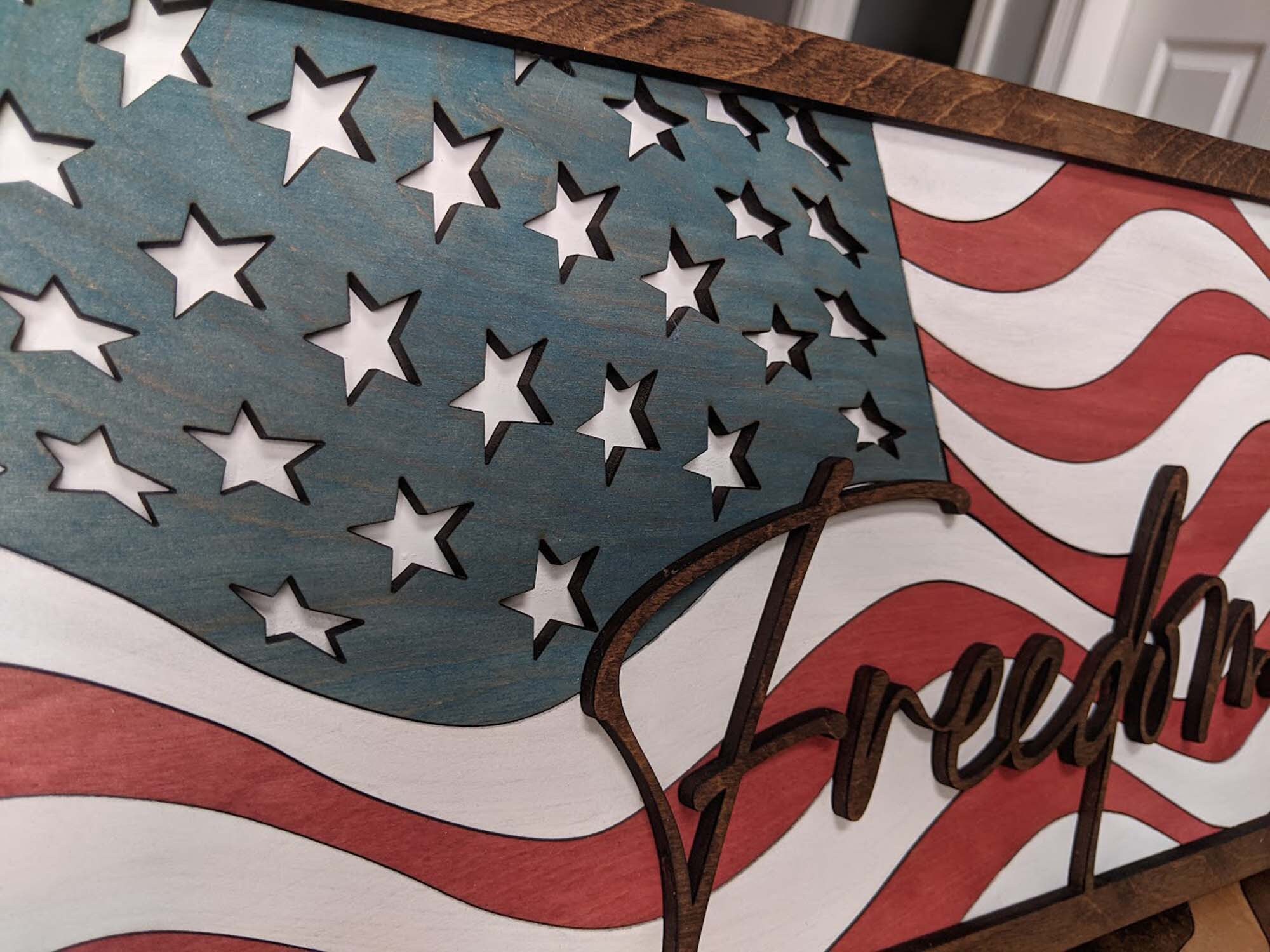 American Flag Freedom Wall Art Digital Laser Cut File - Etsy