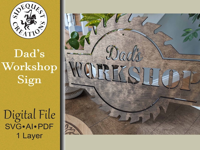Dad's Workshop Wall Art Digital File Glowforge Laser Cut - Etsy