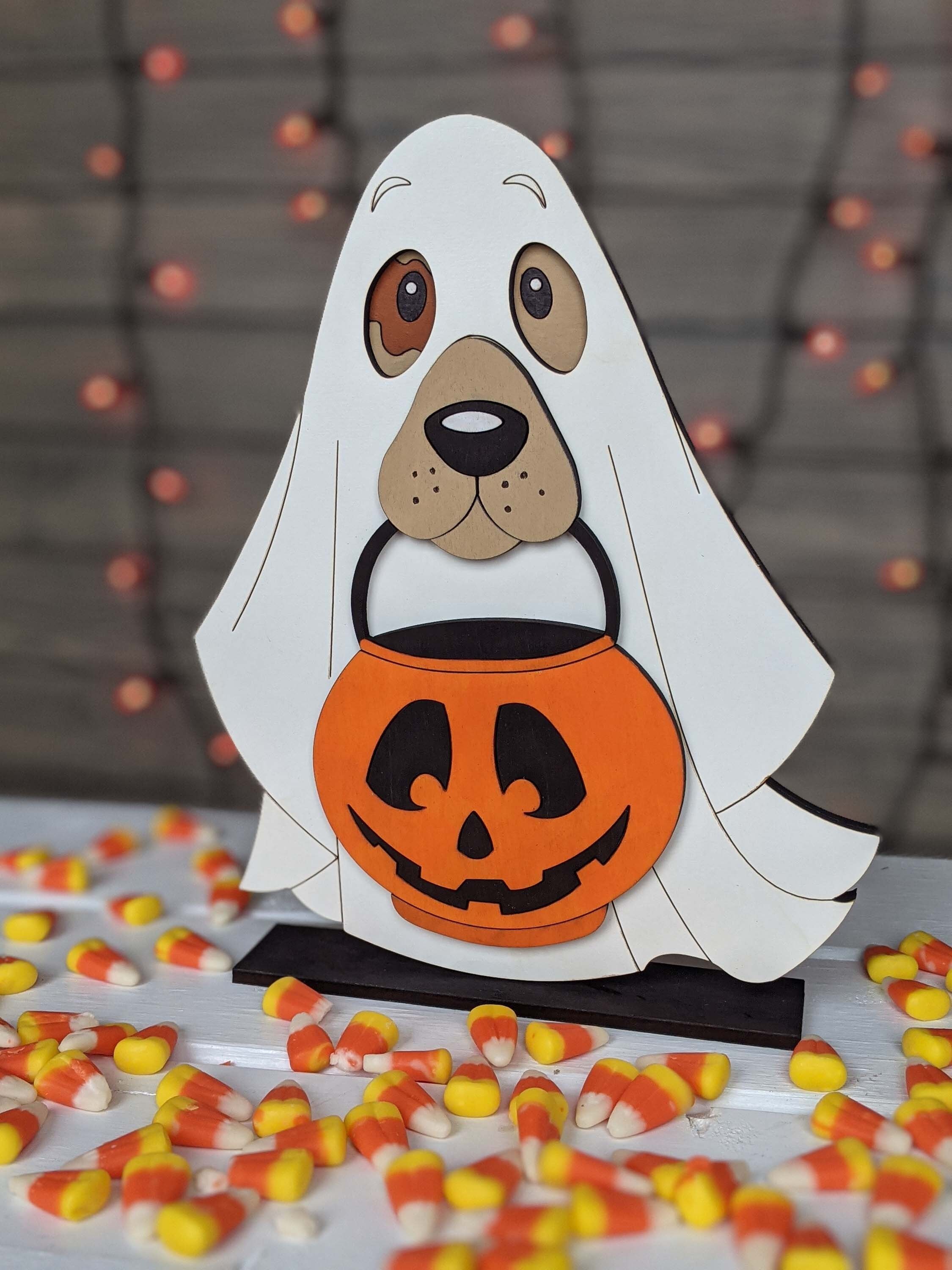 Puppy in Ghost Costume Halloween Laser Cut Digital File Glowforge - Etsy