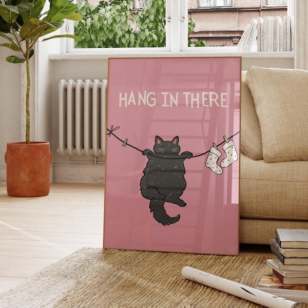 Cat Hang in There Poster - Etsy