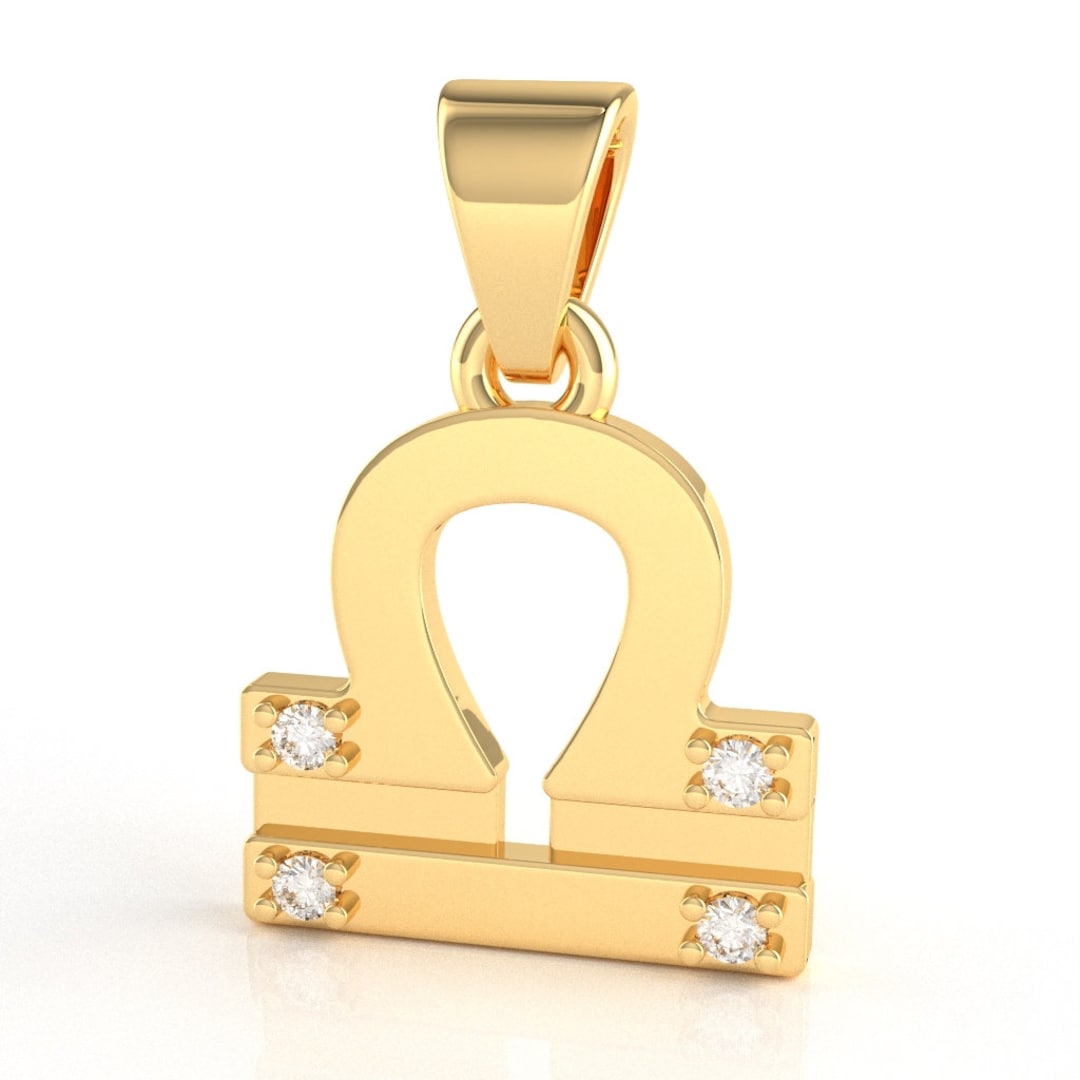 Libra Zodiac Sign Diamond Pendant in 14k/10k Solid Gold Constellation ...