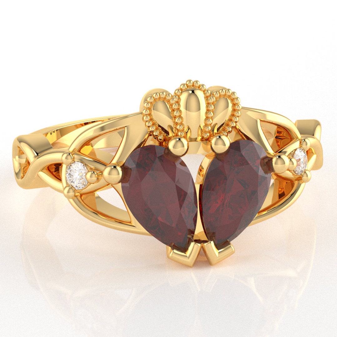 Diamond Celtic Knot Heart Claddagh Ring in 14k/10k Solid Gold/925 ...