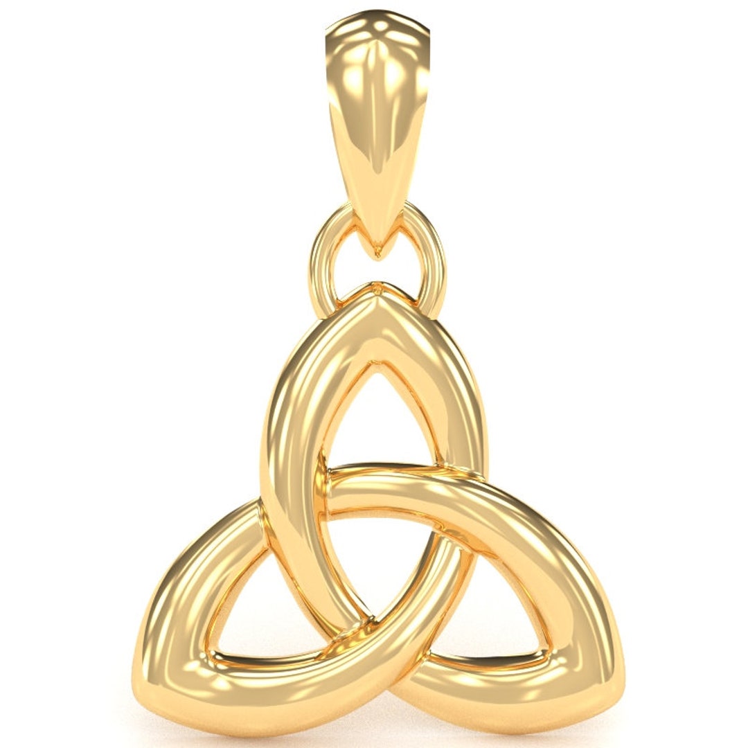 14k Gold Celtic Trinity Knot Pendant in 14k Solid Gold/925 Sterling ...