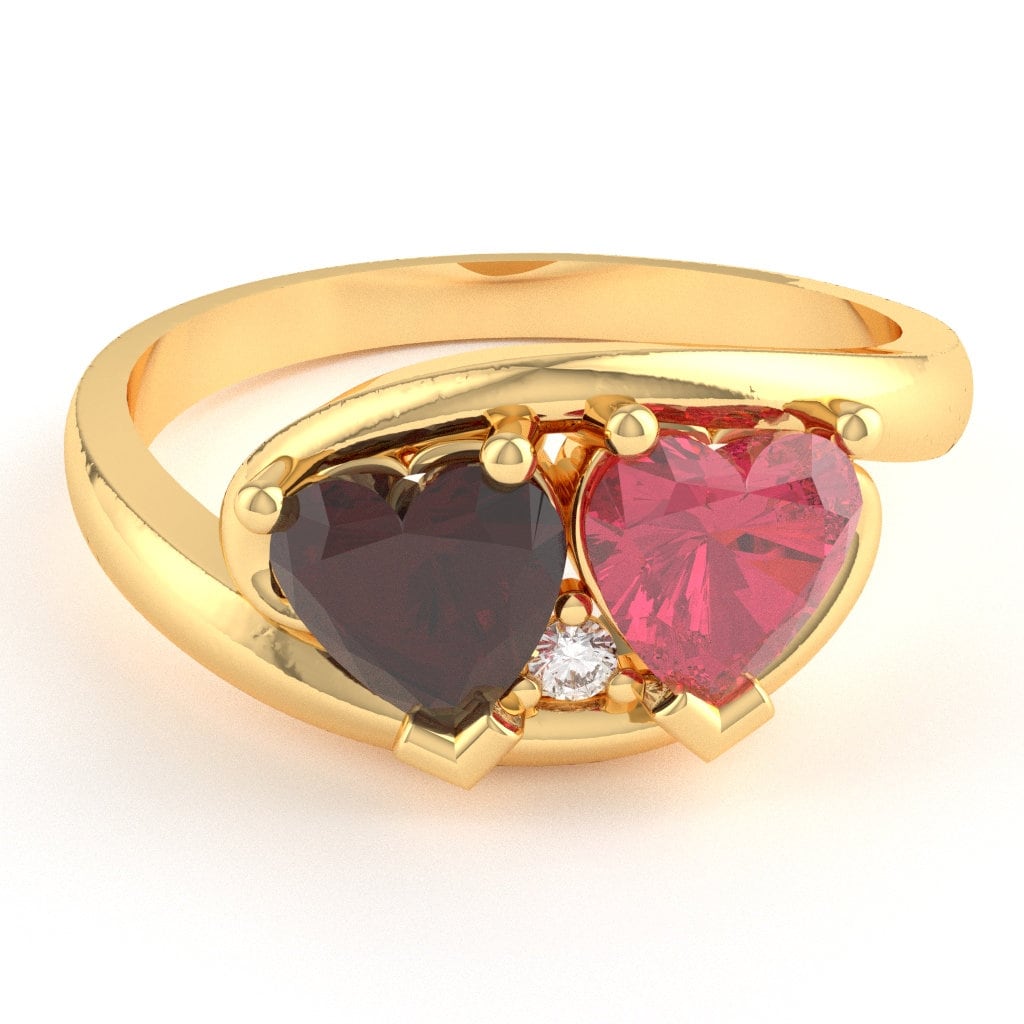 2 Hearts in Love Diamond Promise Ring in 14k/10k Solid Gold/925 ...