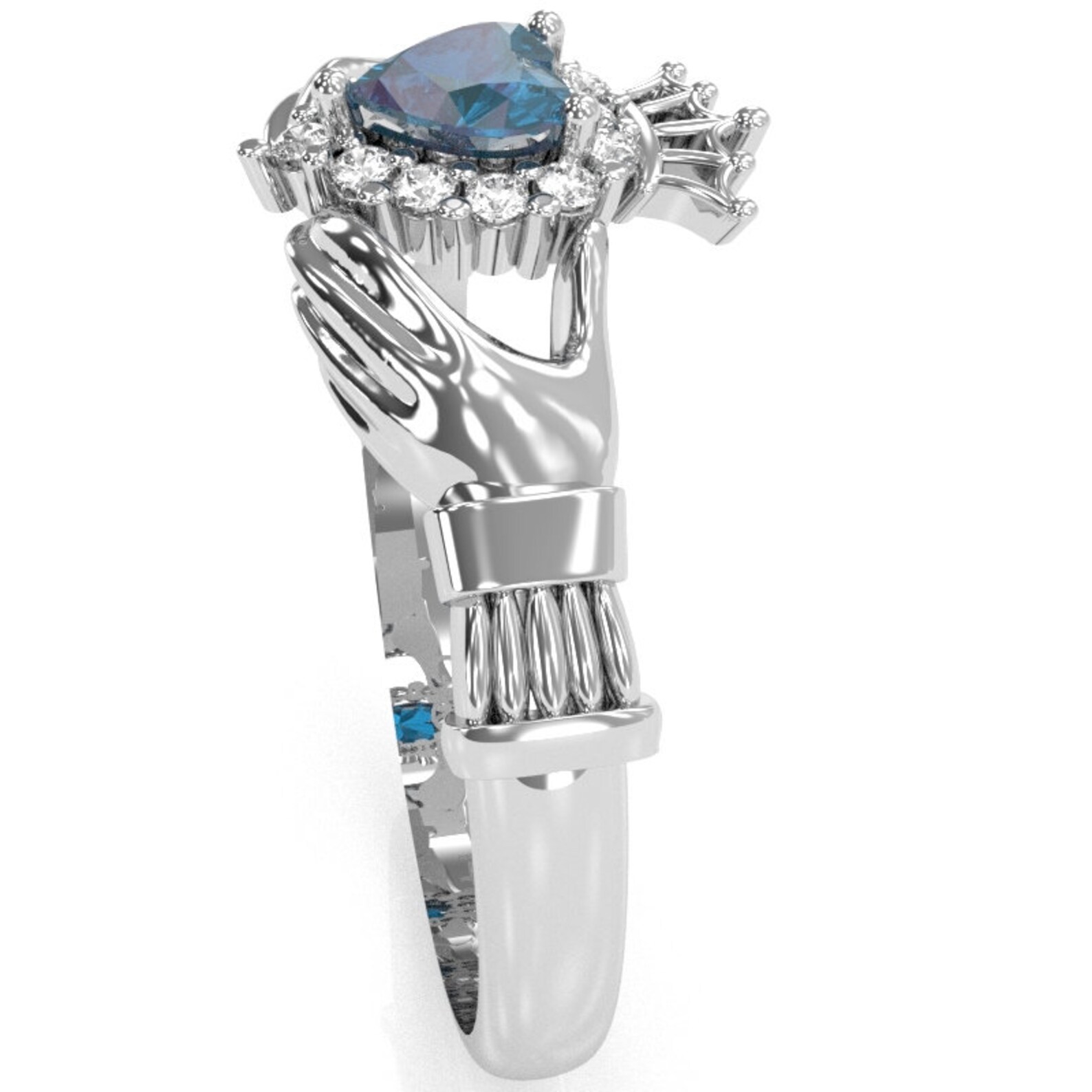 Claddagh Heart Shape Diamond Ring in 14k/10k Solid Gold/925 Sterling ...