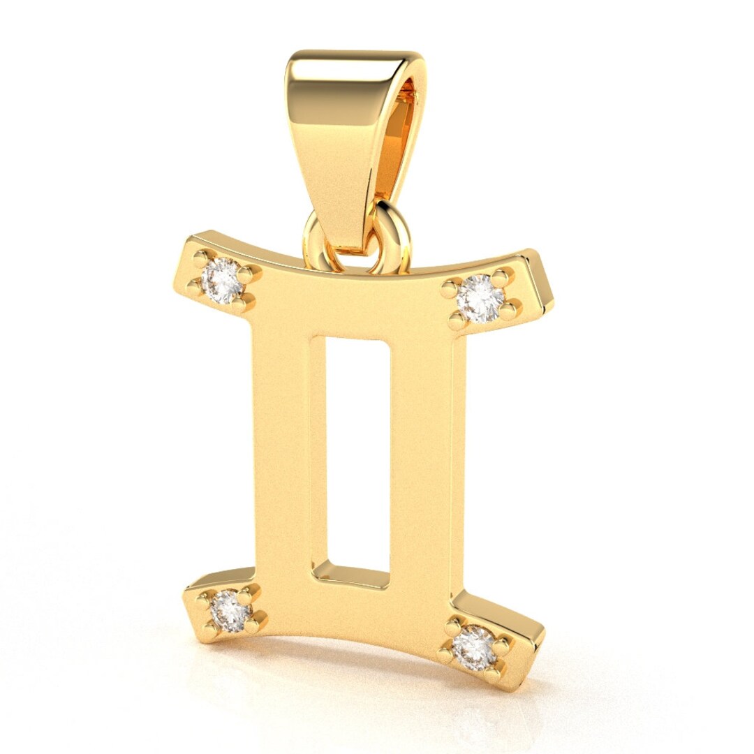 Gemini Zodiac Sign Diamond Pendant 14k/10k Gold Pendant Gemini ...