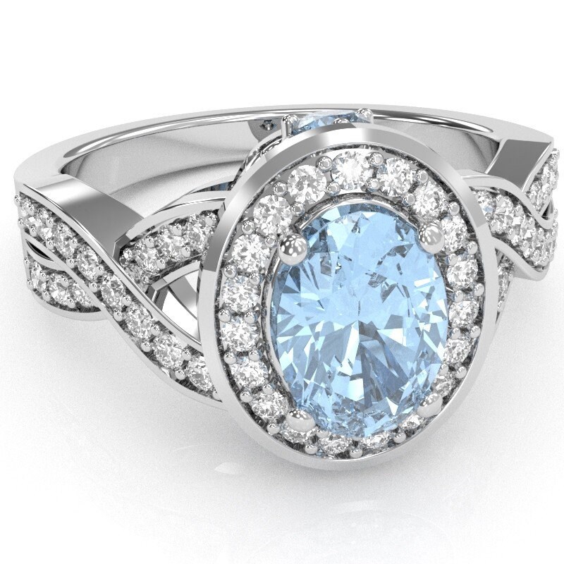 14k Gold Diamond Birthstone Peekaboo Halo Ring Engagement Ring in 14k ...