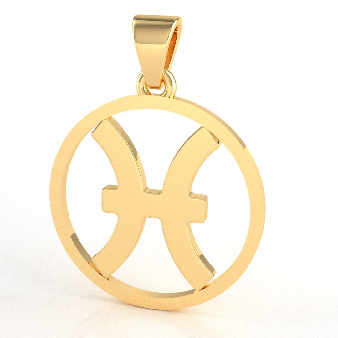 Pisces Zodiac Sign Pendant 14k/10k Gold Pendant Pisces Constellation ...