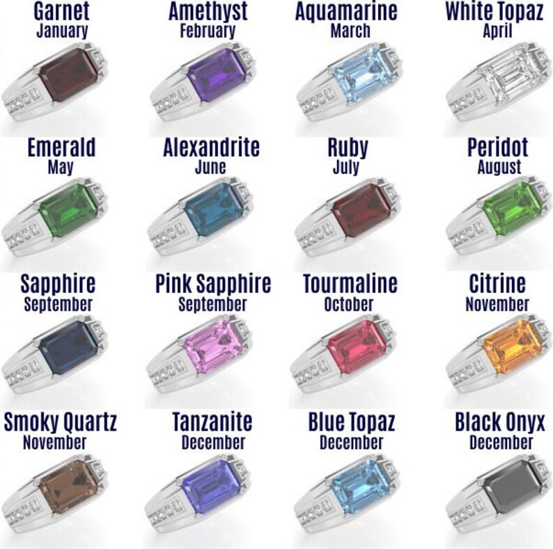 Mens Ring in 14k/10k Solid Gold Men's Diamond Channel Ring in 14k Gemstone Ring Mens Birthstone ...