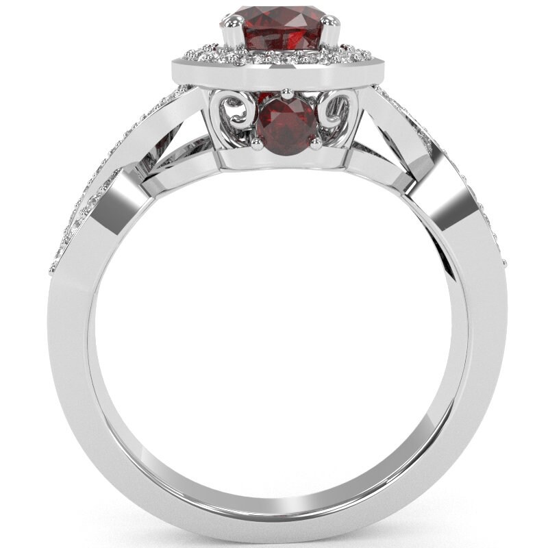 14k Gold Diamond Birthstone Peekaboo Halo Ring Engagement Ring in 14k ...