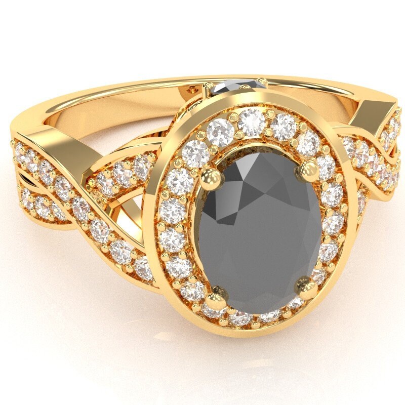 14k Gold Diamond Birthstone Peekaboo Halo Ring Engagement Ring in 14k ...