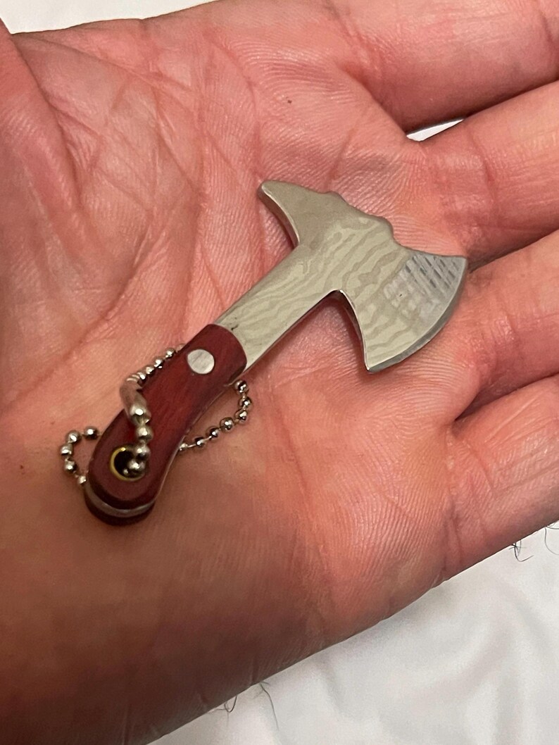 Tiny Pocket Knife Keychain With Damascus Print, Mini Pocket Knife - Etsy