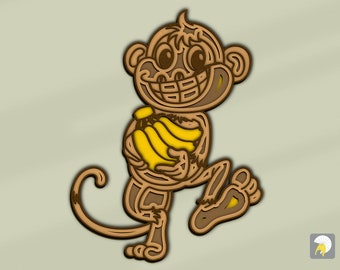 Monkey SVG Cut File, SVG, DXF for Cameo Silhouette, Cricut Design Space ...