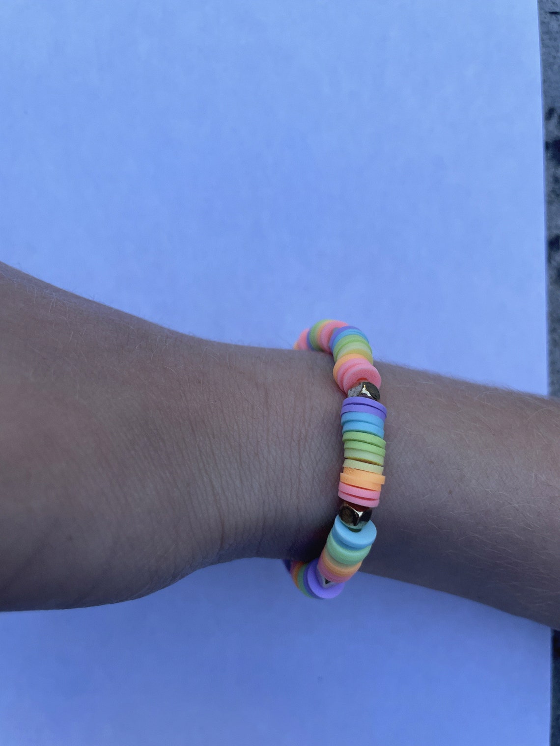 Pastel Rainbow Preppy Clay Bead Bracelet - Etsy