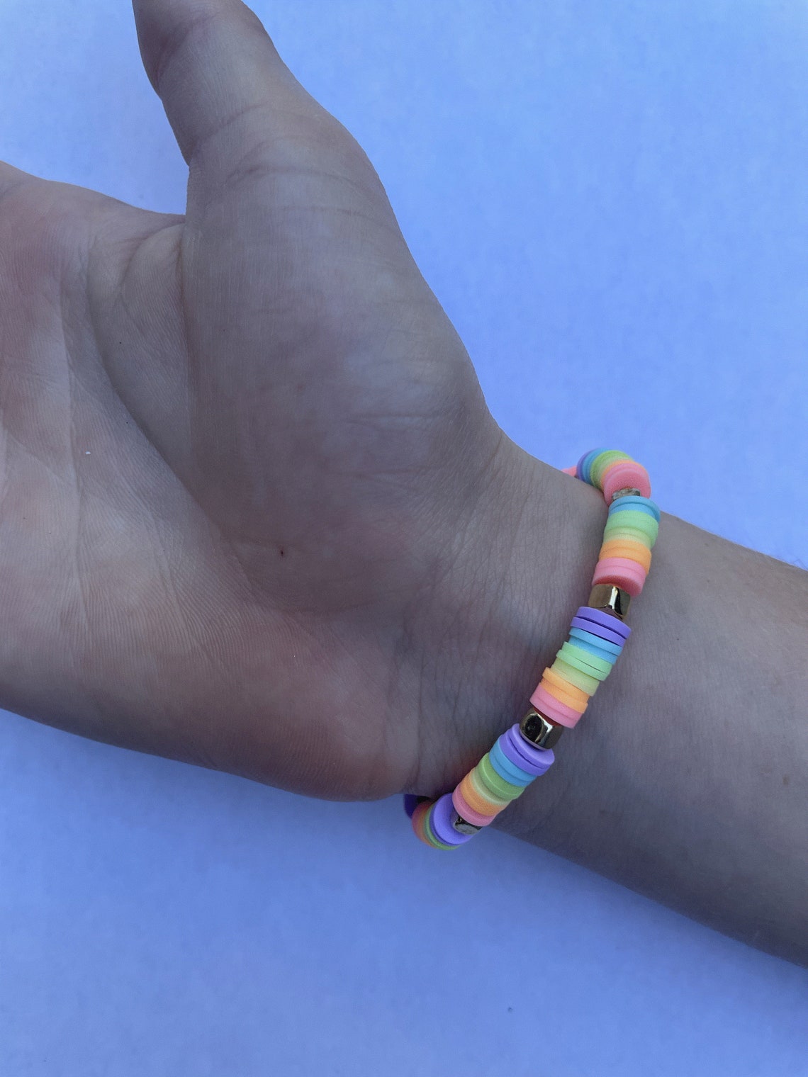 Pastel Rainbow Preppy Clay Bead Bracelet - Etsy