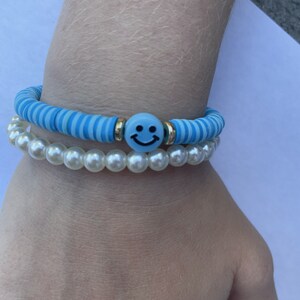 Two Pack Preppy Clay Bead Bracelet and Pearl Bracelet Stack - Etsy