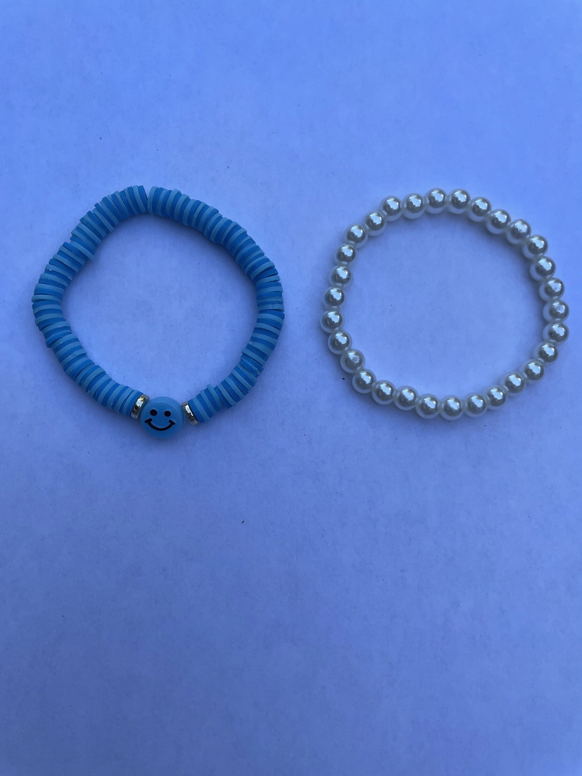 Two Pack Preppy Clay Bead Bracelet and Pearl Bracelet Stack - Etsy