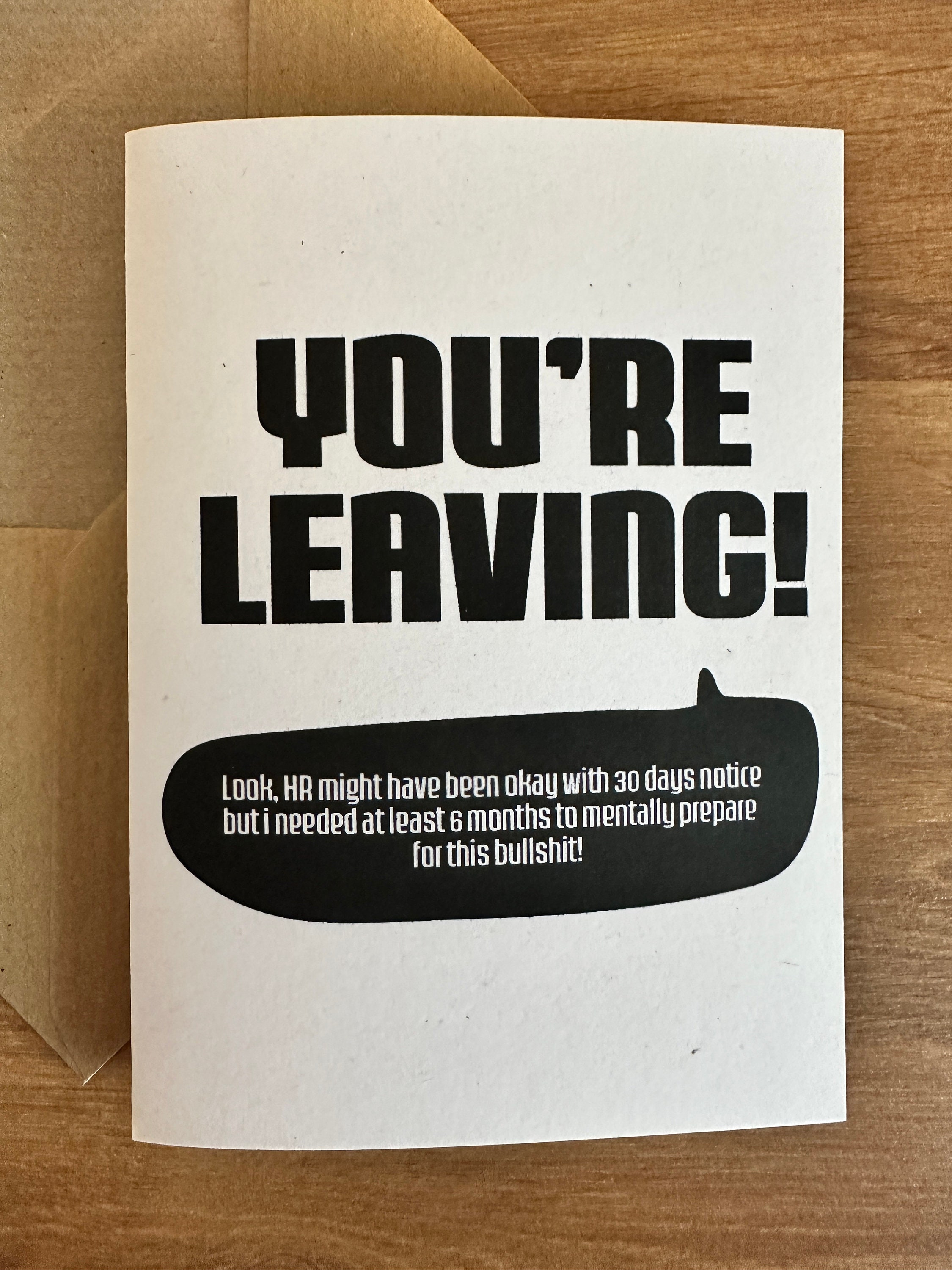 Funny Rude Leaving / New Job Card You're Leaving 30 Days Notice - Etsy