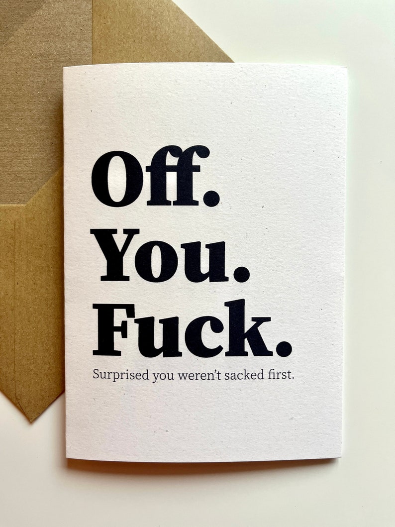 Funny Rude Leaving / New Job Card off You Fuck - Etsy
