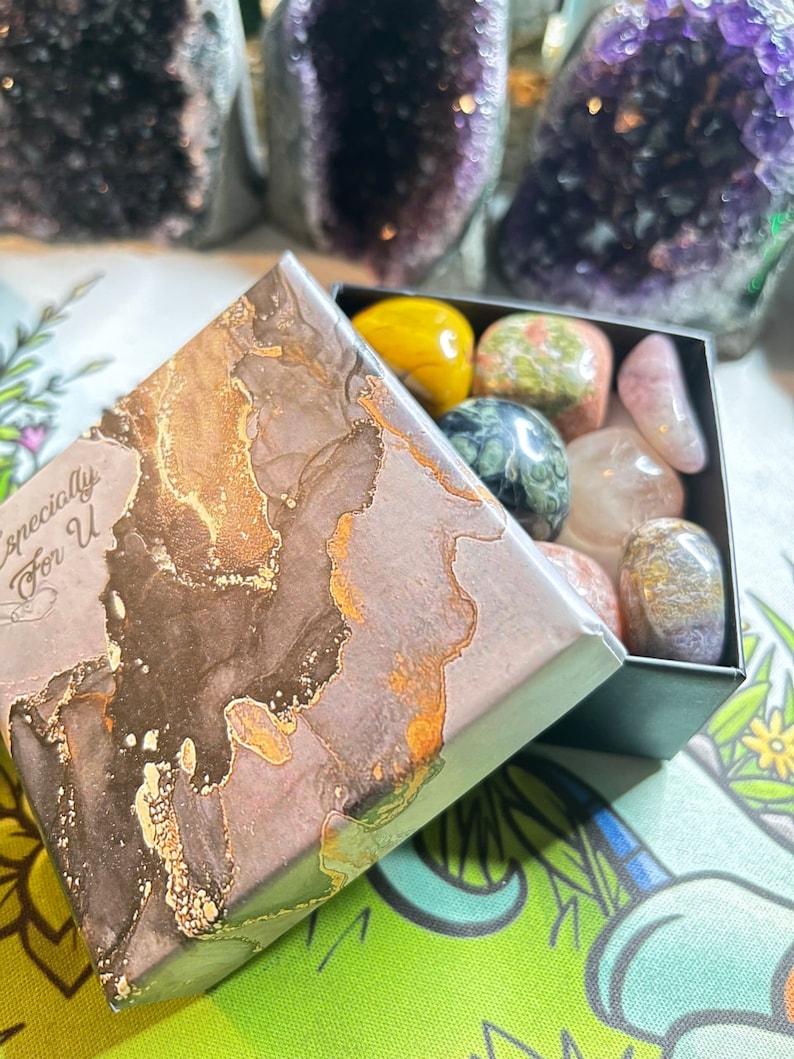 Mystery Crystal Box Tumbled Stones, Rocks, & Minerals Gift Box ...