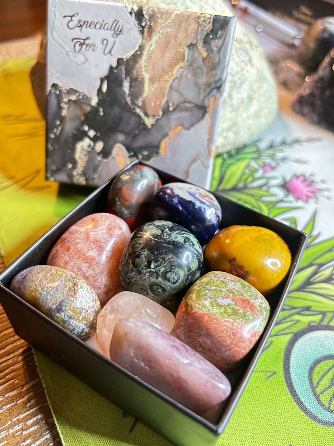 Mystery Crystal Box Tumbled Stones, Rocks, & Minerals Gift Box ...