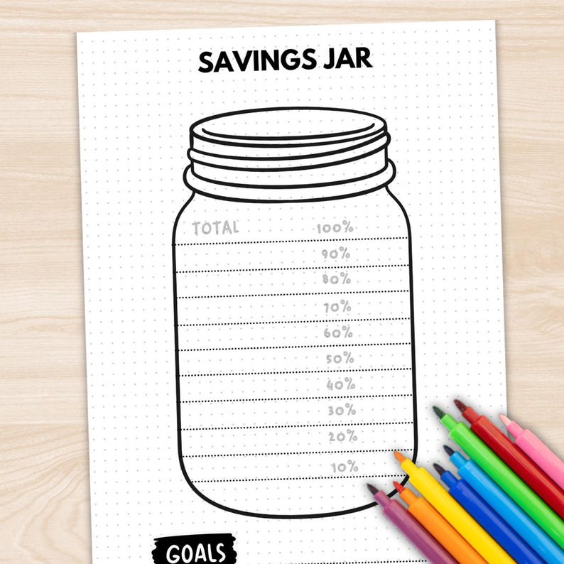 Savings Jar Tracker Printable | Money Saving | Savings Journal Page | Budgeting Goal Planner ...