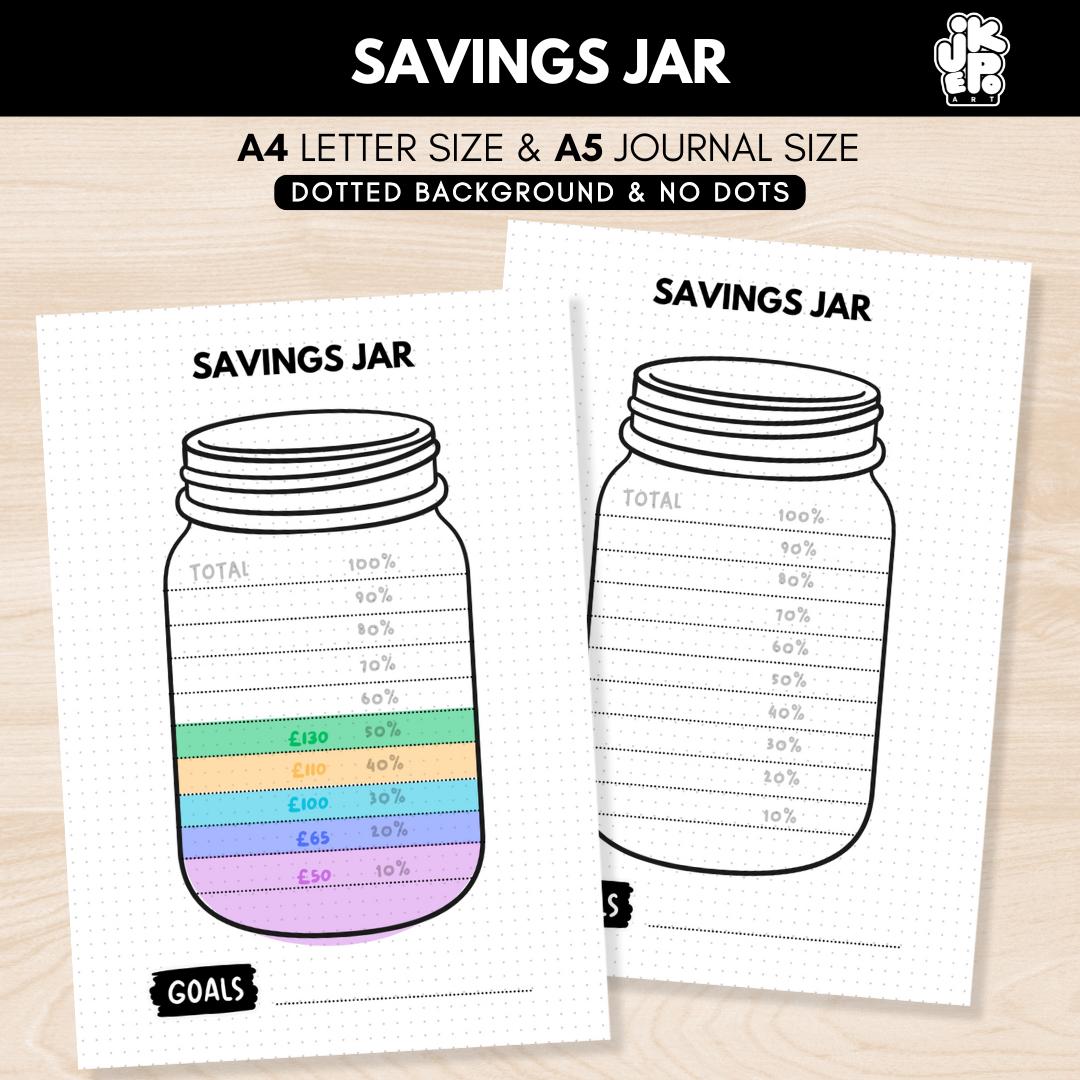 Savings Jar Tracker Printable | Money Saving | Savings Journal Page ...