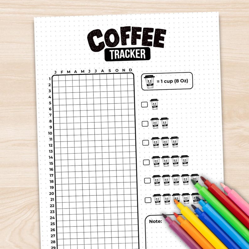 Coffee Tracker Printable | Caffeine Journal | Daily Coffee Log ...