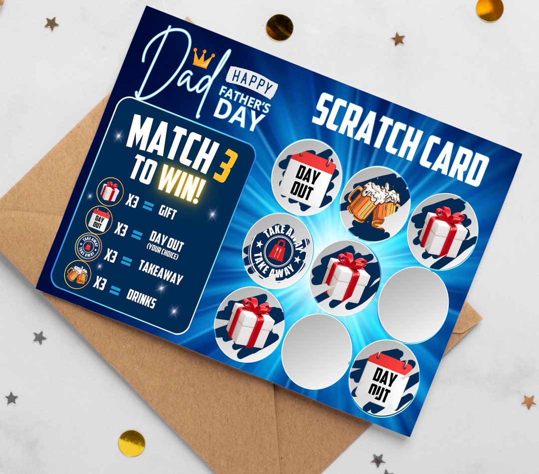 Dad Reveal Card Gift Idea Fathers Day Surprise Fun for Dad Scratch Card ...