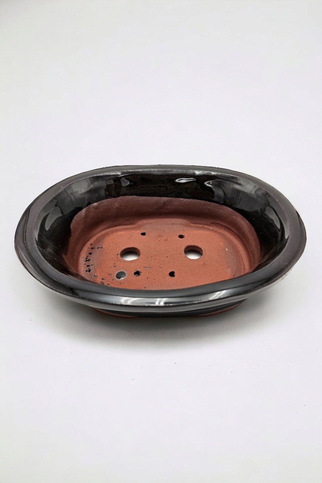 Black Oval Ceramic Pot for Indoor Tree Pot Med Glossy Ceramic Pot for ...