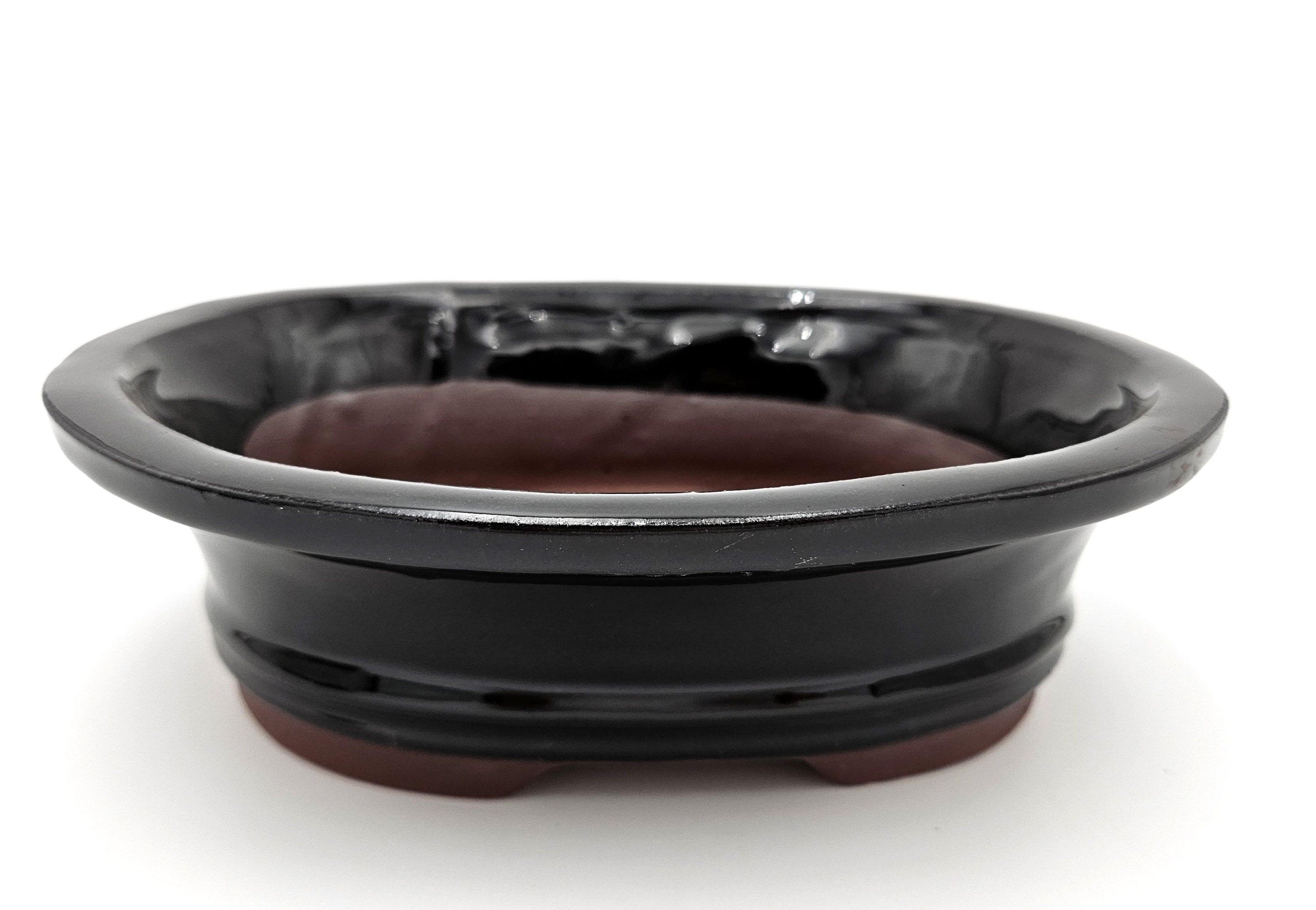 Black Oval Ceramic Pot for Indoor Tree Pot Med Glossy Ceramic Pot for ...
