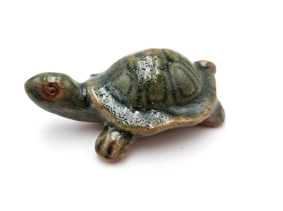 Big Turtle Figurine Ceramic Miniature Turtle Figure Pond Wildlife ...