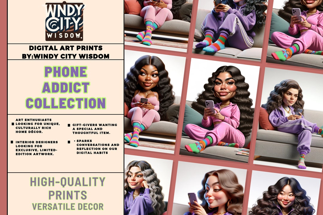 Phone Addict Art Print - Digital Download - Etsy
