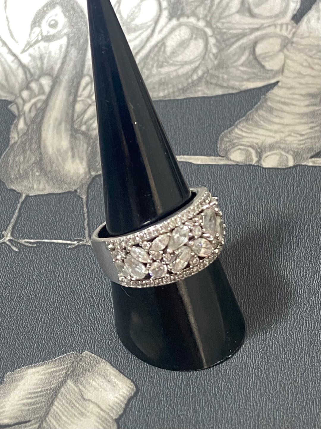 Glitzy 925 Silver Ring Uk Size R DQCZ Sparkling Design - Etsy