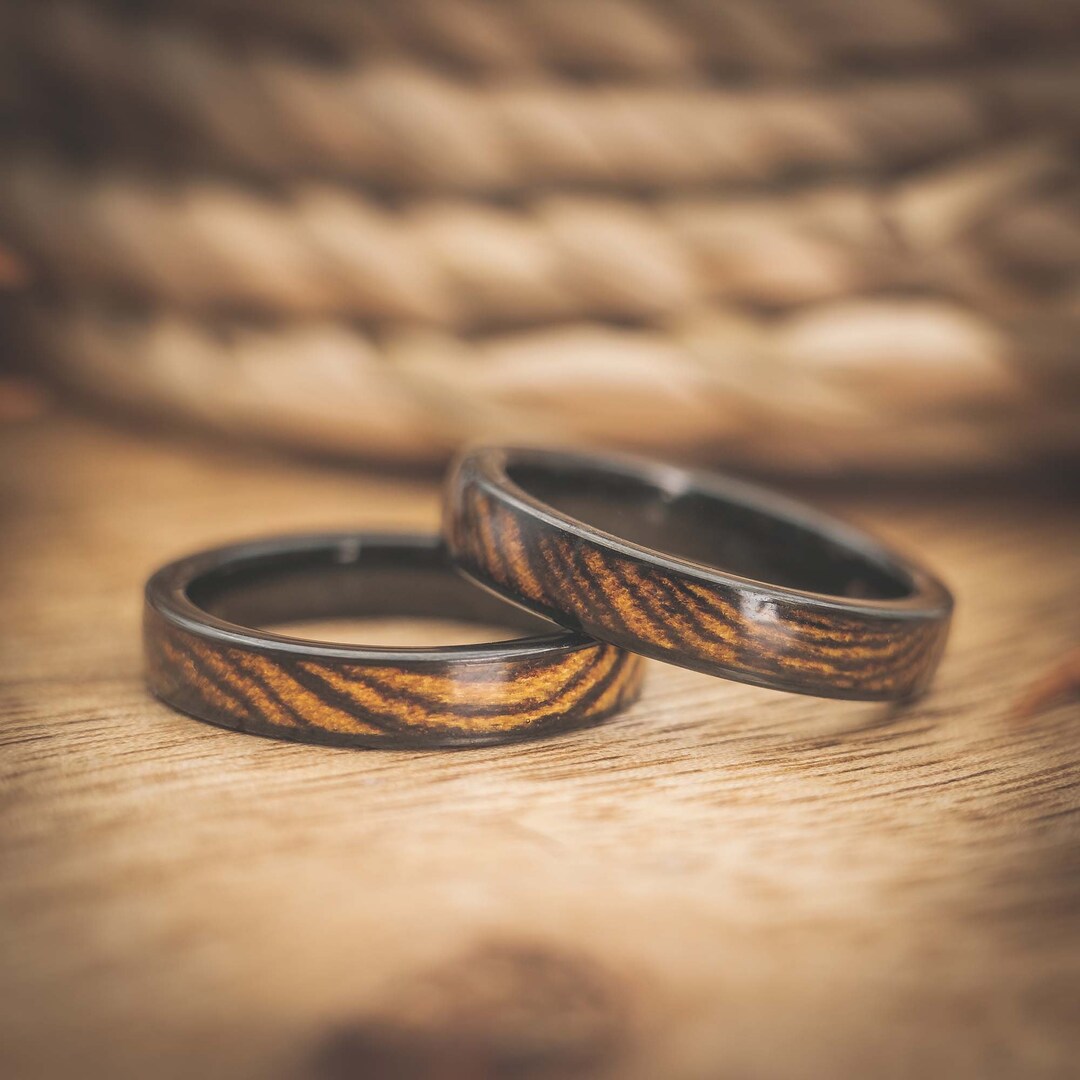 Partner Rings Wood in Black With Ring Box Wood Fablano as Wooden ...