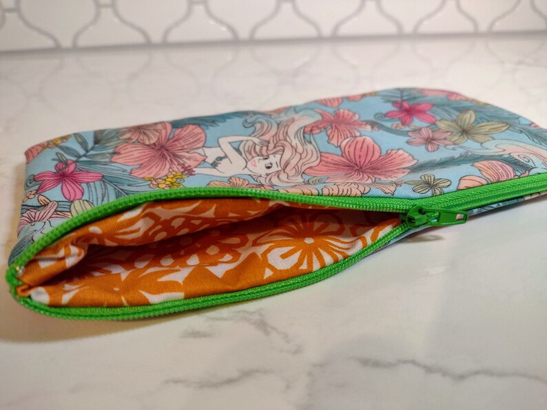 Ariel, Little Mermaid, Zipper Pouch, Disney, Makeup Bag, Period Pouch ...