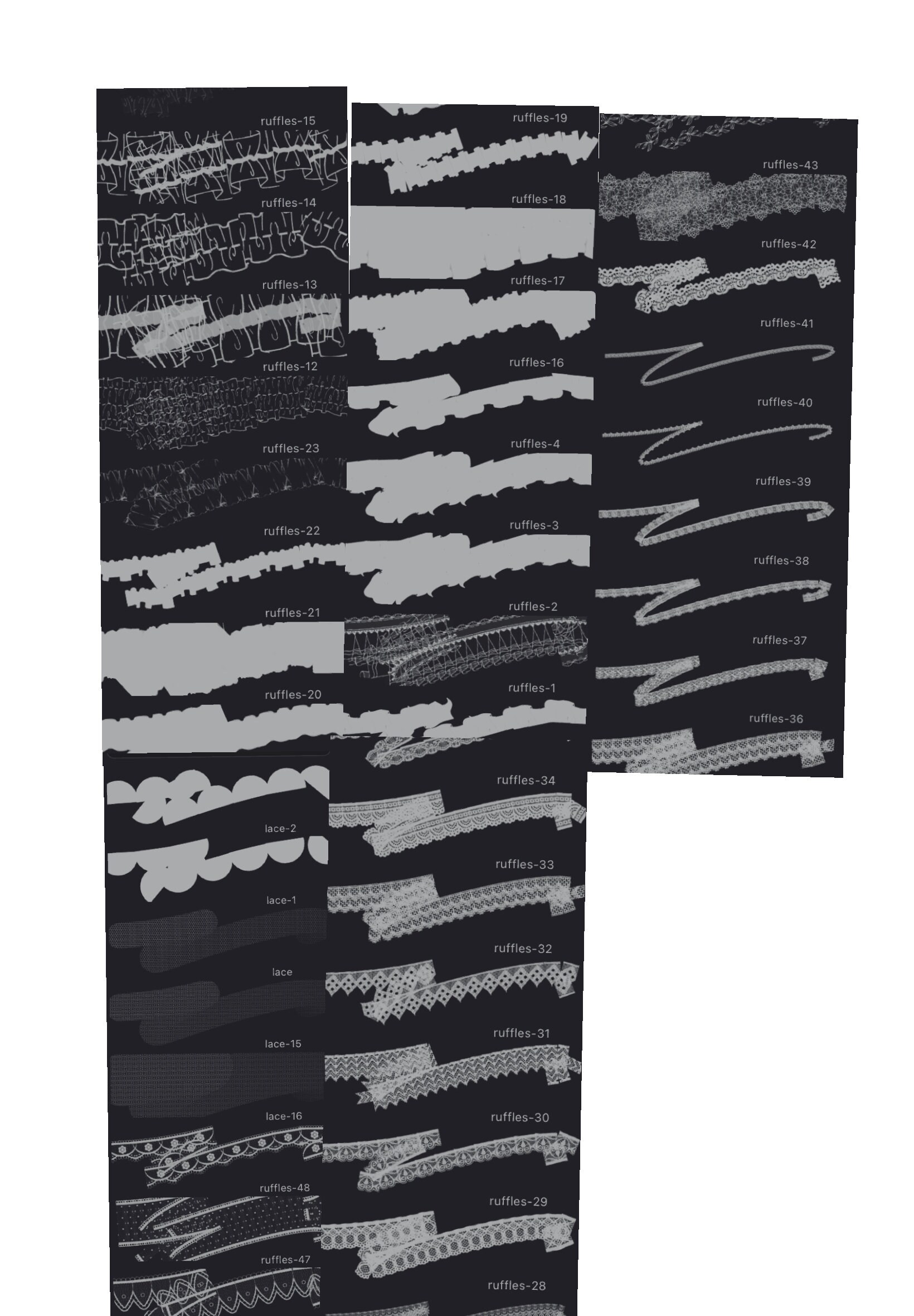 50 Dress Ruffles and Lace Trim Brushes for Infinite Painter - Etsy