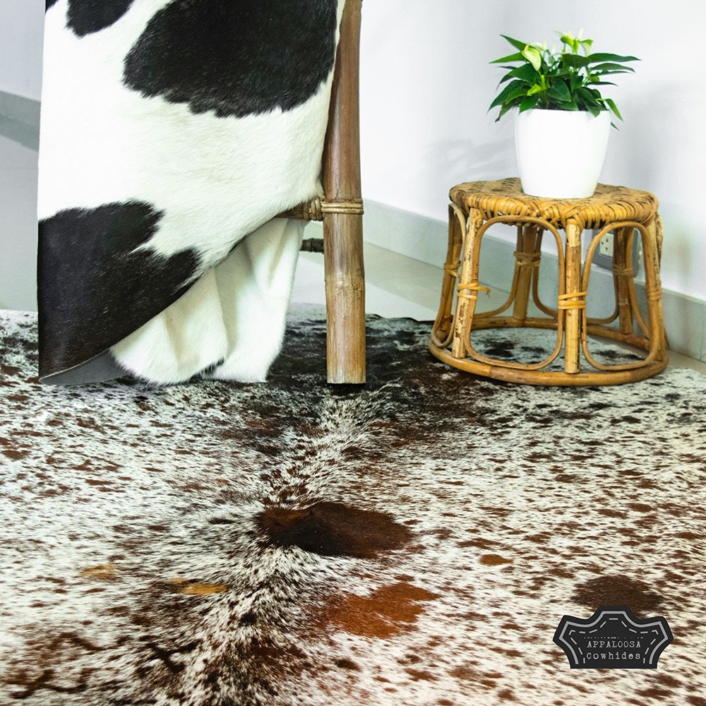 100% Genuine Real Leather Cowhide Rug in Brown Speckled - Etsy