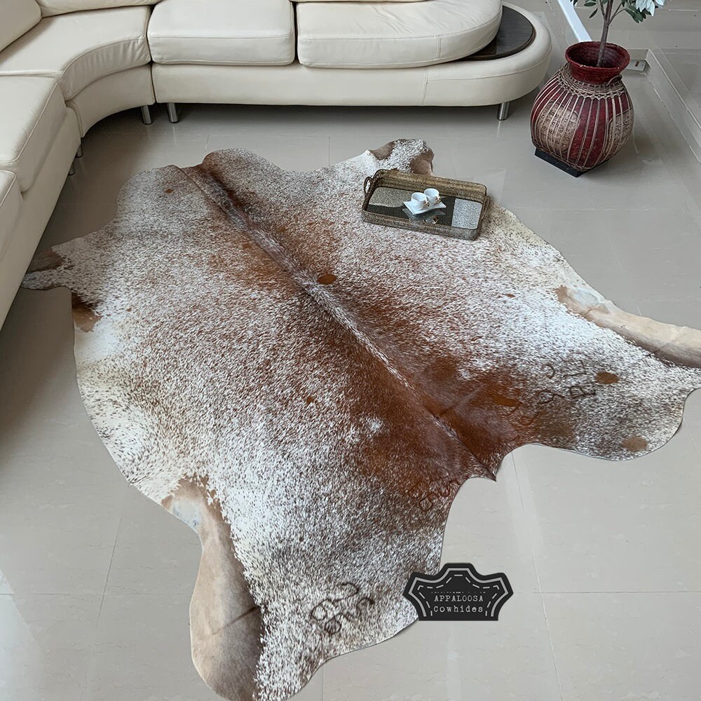 100% Genuine Real Leather Cowhide Rug in Brown Speckled - Etsy